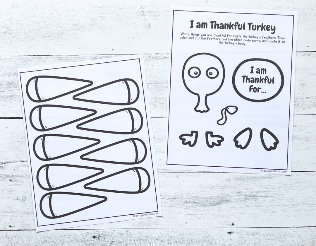 I Am Thankful Turkey Printable Craft Activity