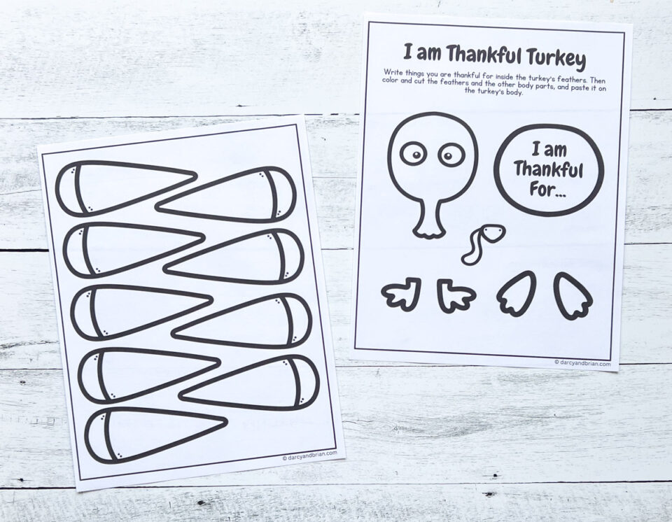 I Am Thankful Turkey Printable Craft Activity