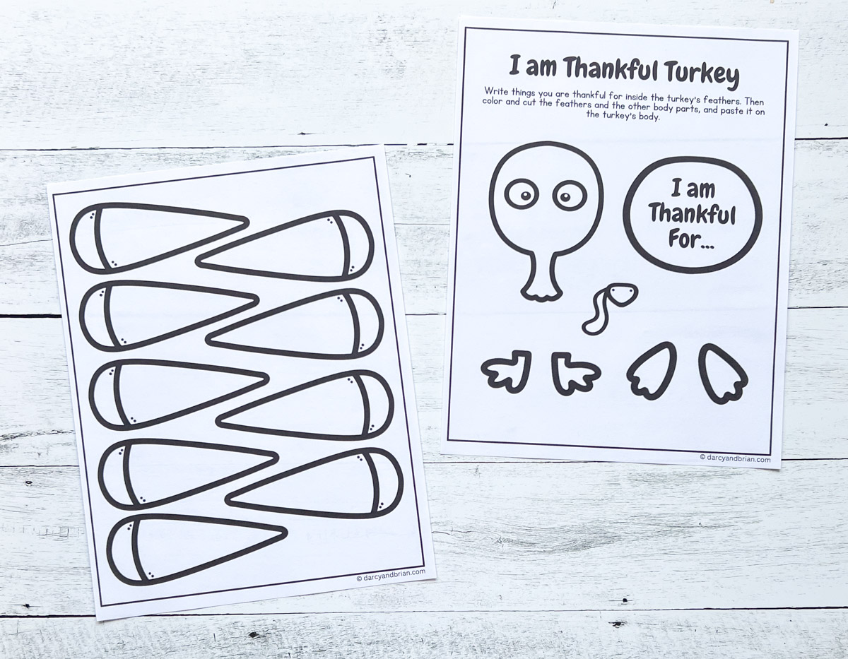 I Am Thankful Turkey Printable Craft Activity