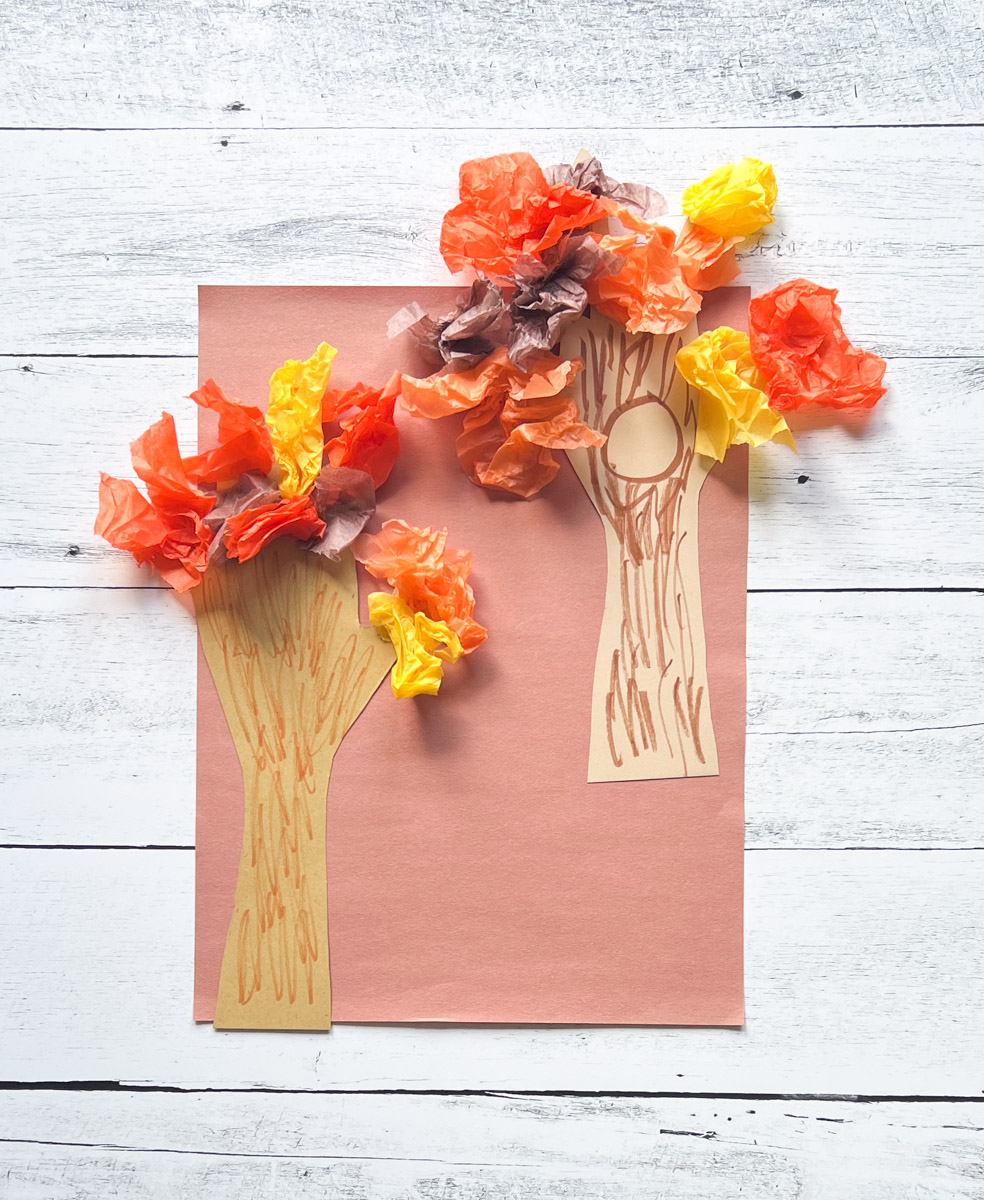 Tissue Paper Fall Tree Craft for Kids