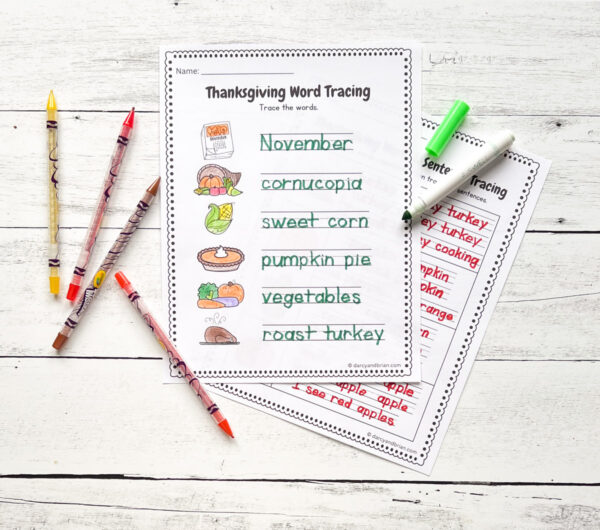 Thanksgiving Word Tracing