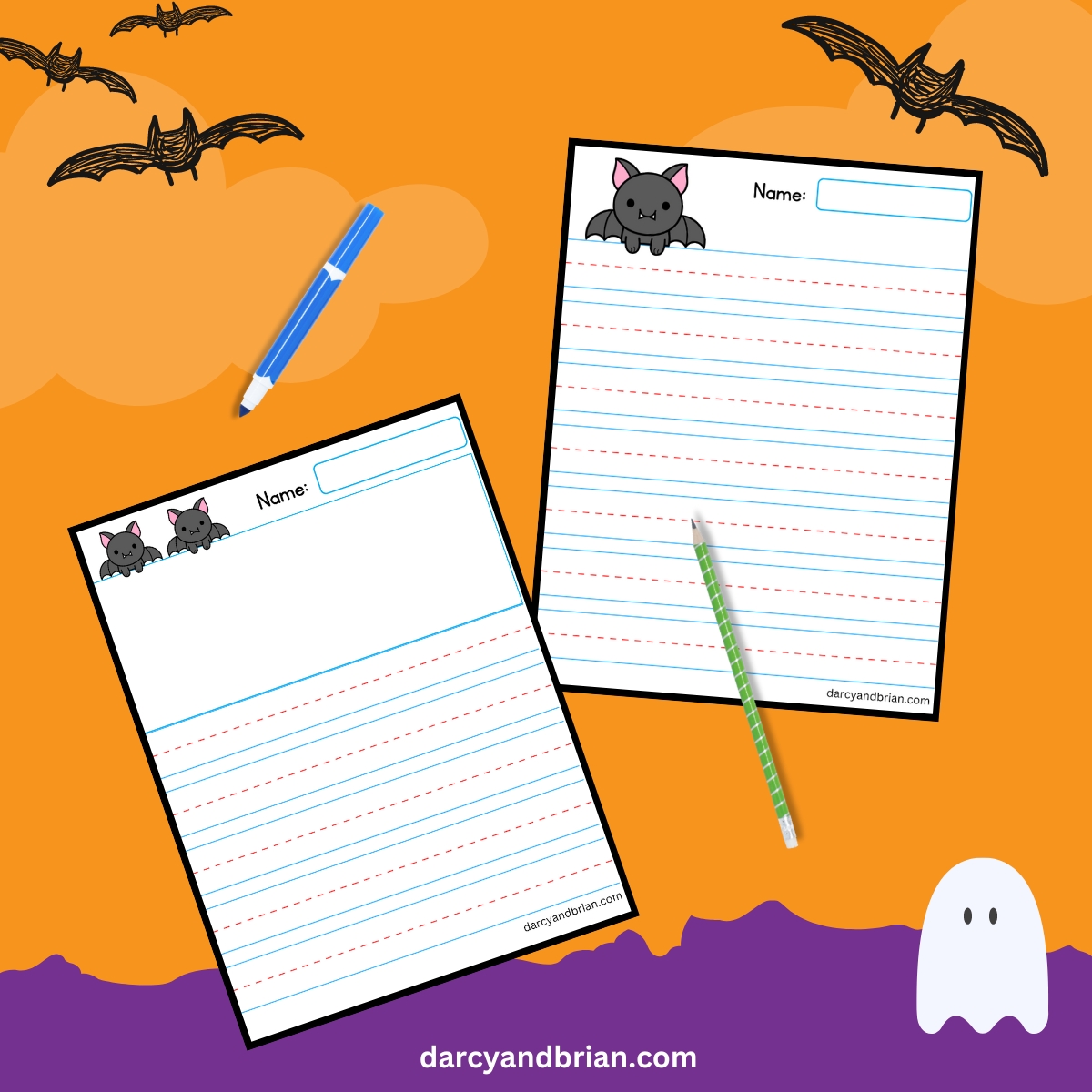 Free Printable Bat Writing Paper for Kids