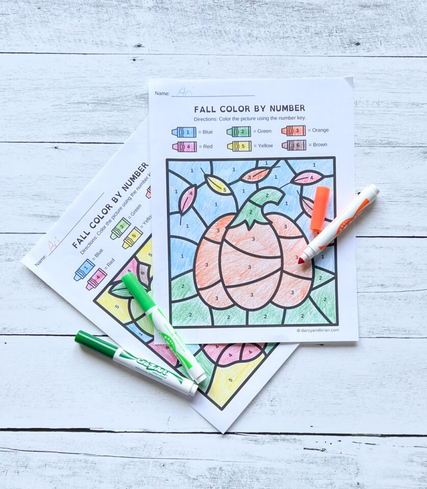 Color By Number Fall Printable Worksheets