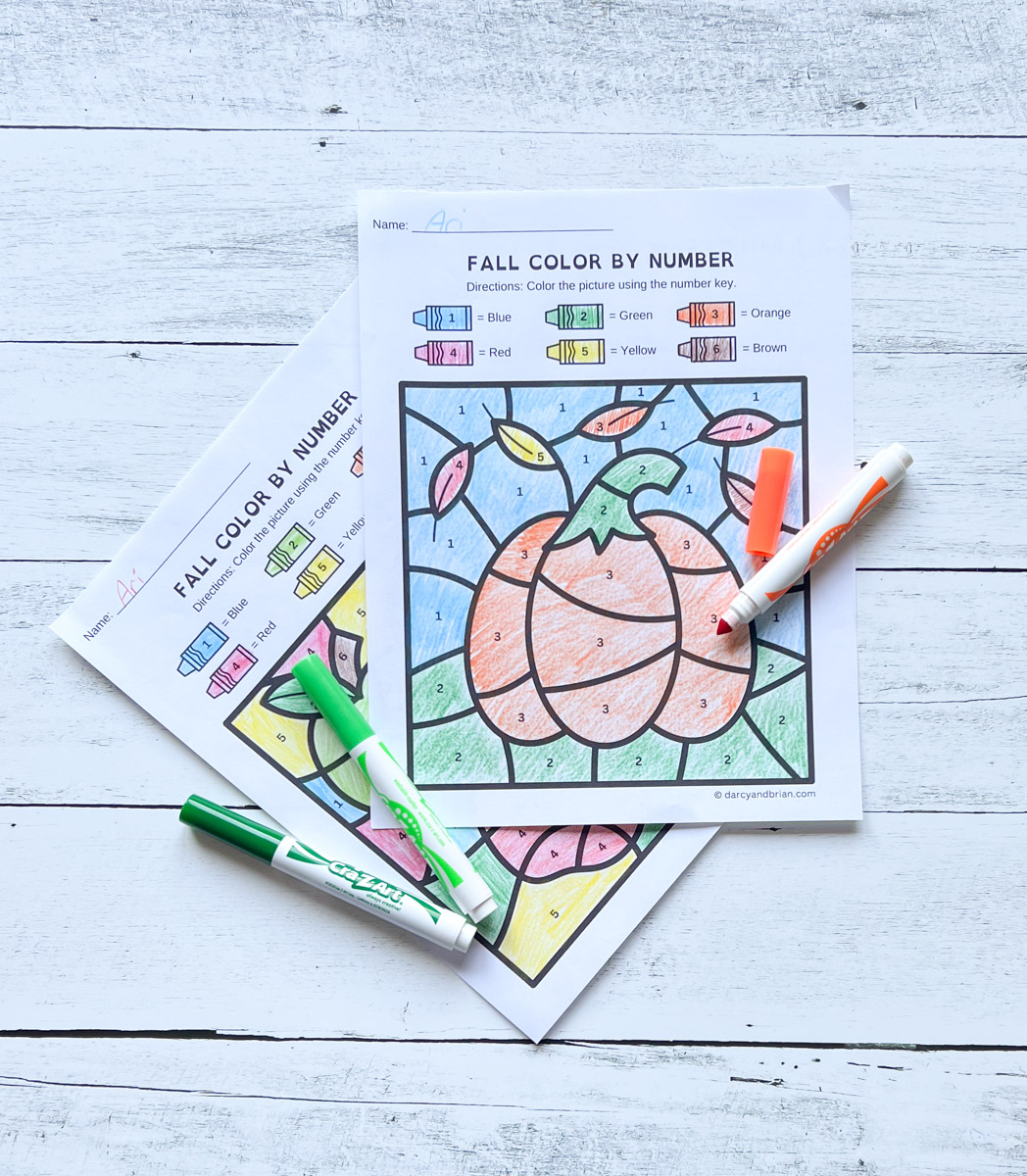 Color By Number Fall Printable Worksheets
