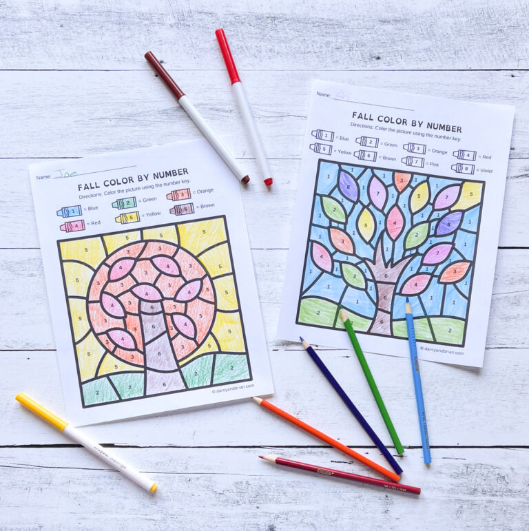 Color By Number Fall Printable Worksheets