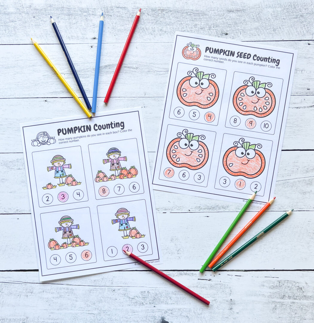 Pumpkin Counting Worksheet For Preschoolers