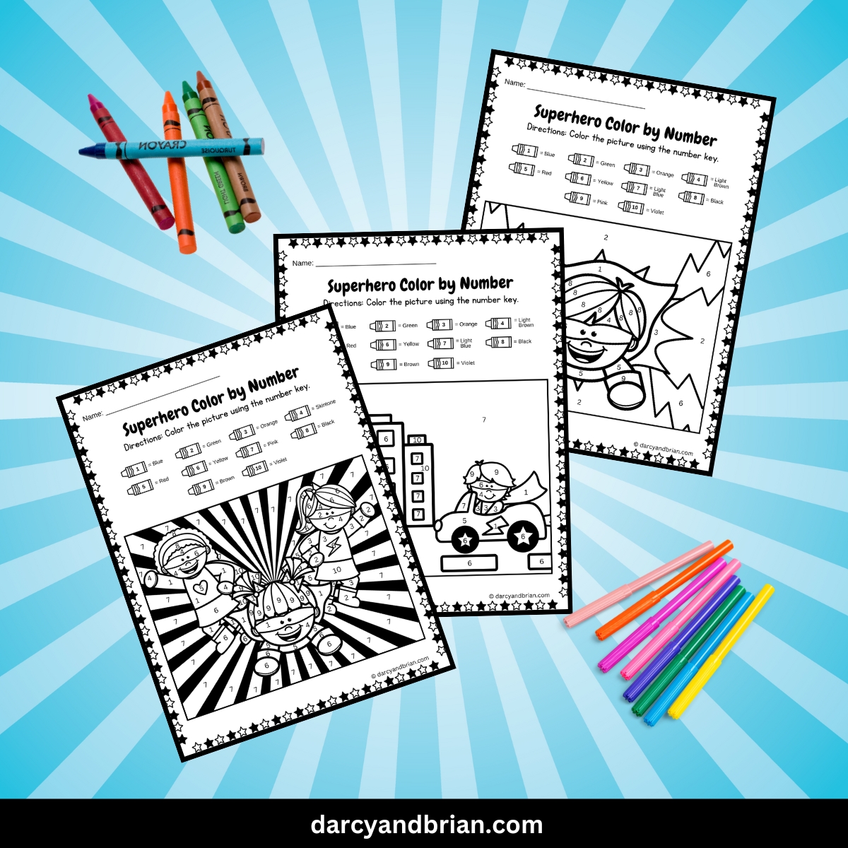 Free Printable Color by Number Superheroes