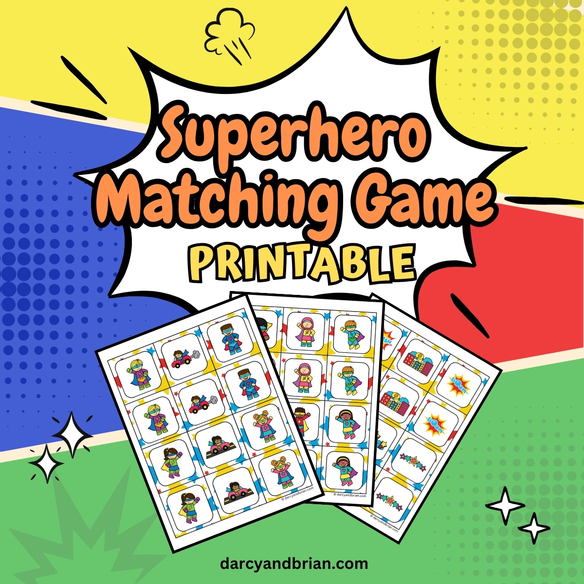 Superhero Matching Game Printable