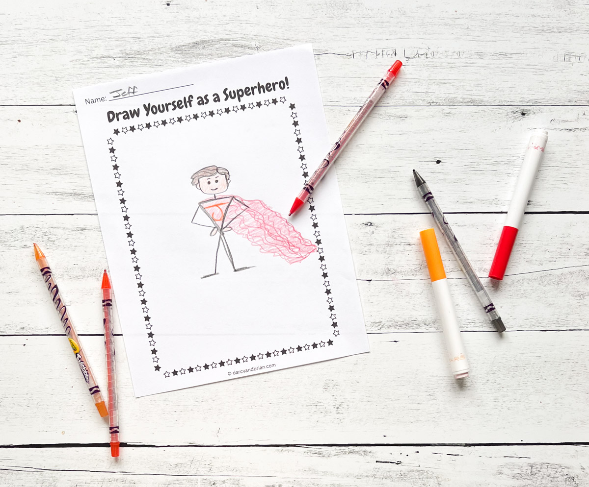 Draw Yourself As A Superhero Worksheet