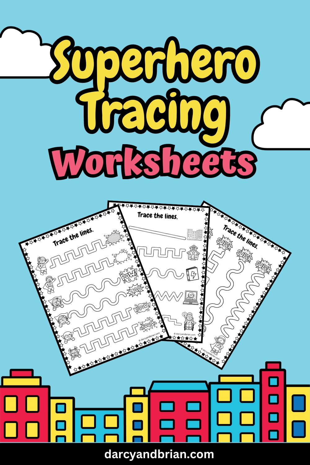 Superhero Tracing Worksheets | Pencil Control Activities