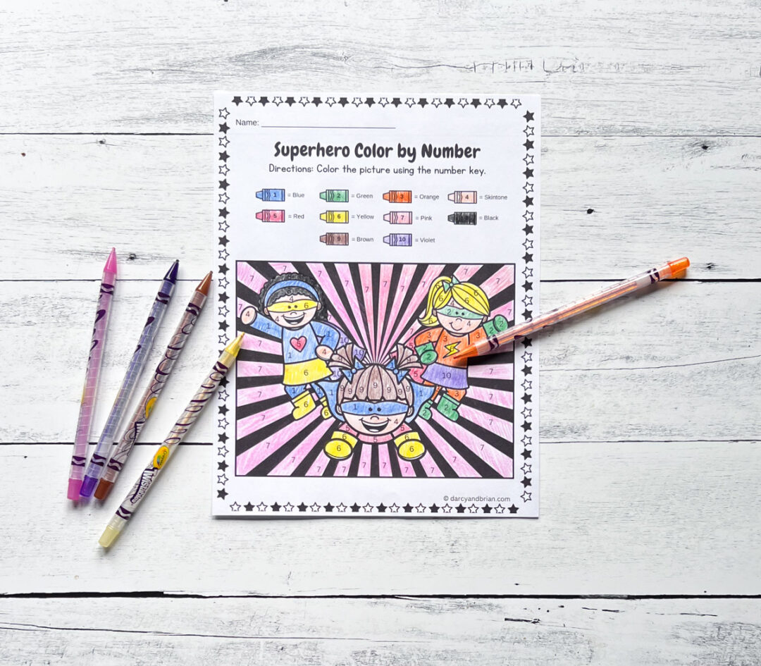 Free Printable Color by Number Superheroes
