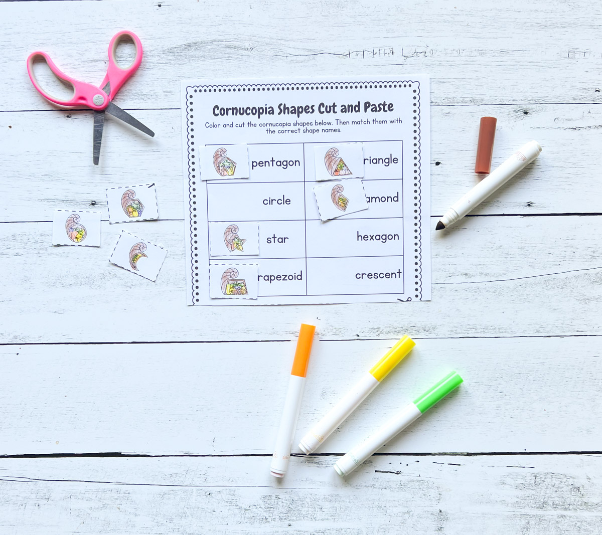 Cornucopia Cut And Paste Printables