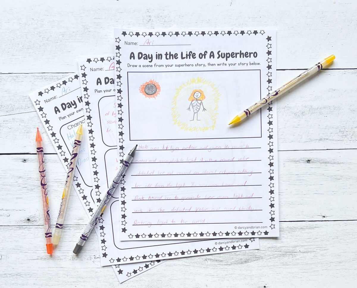 A Day In The Life of a Superhero Story Writing Printables