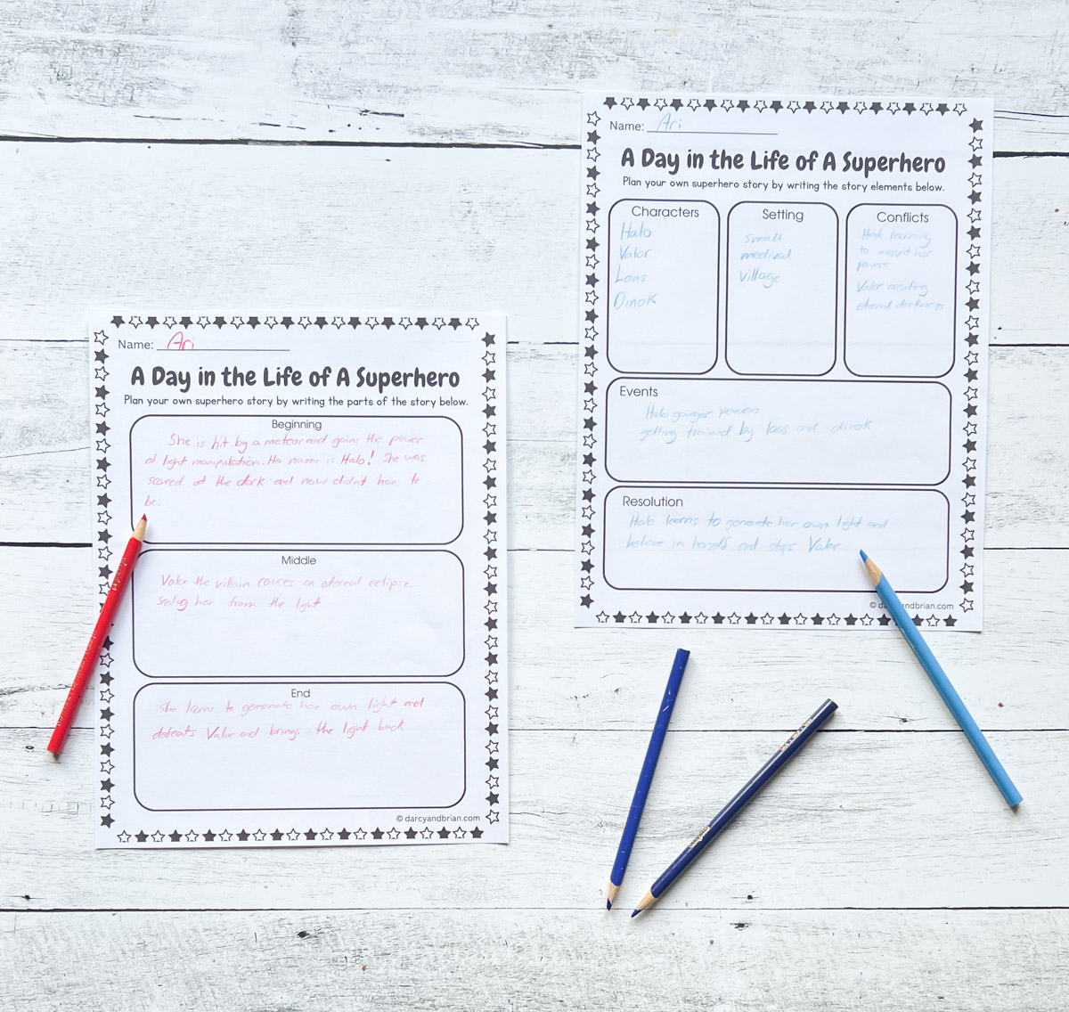 A Day In The Life of a Superhero Story Writing Printables