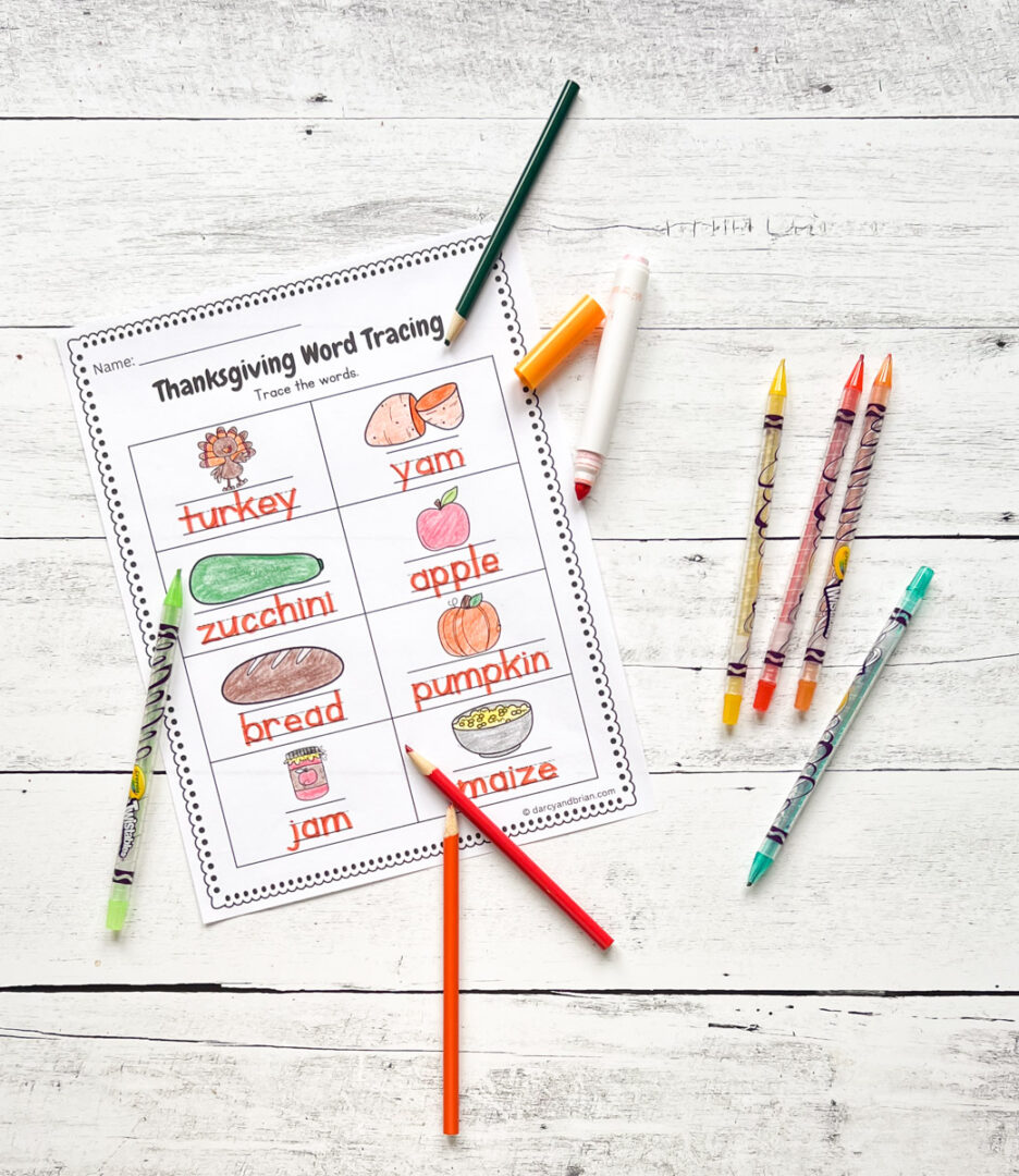 Thanksgiving Word Tracing