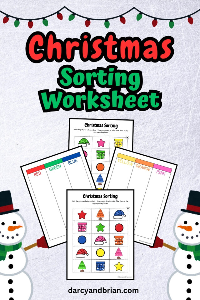 Christmas Sorting Worksheet for Preschoolers