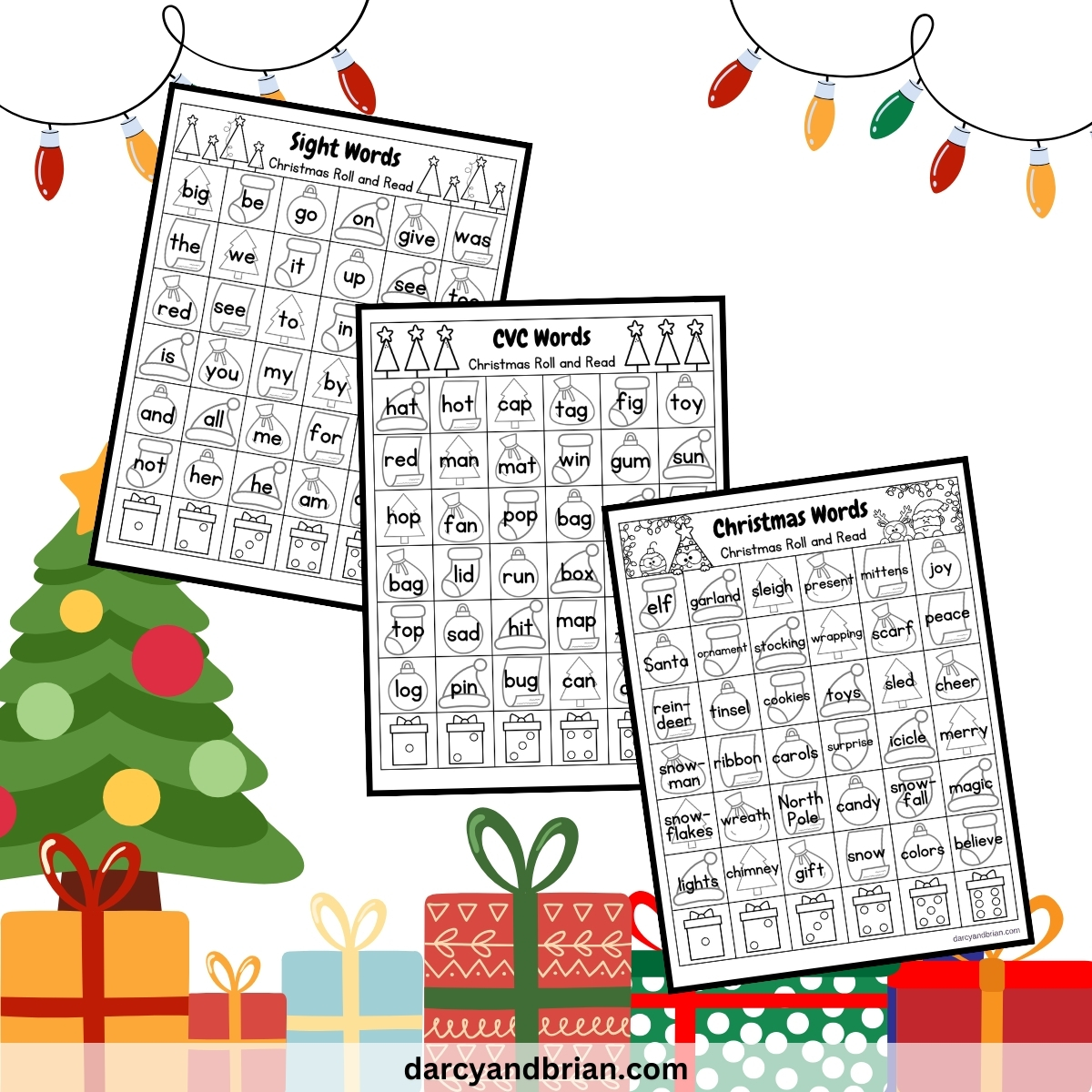 Christmas Roll and Read Activity Worksheets