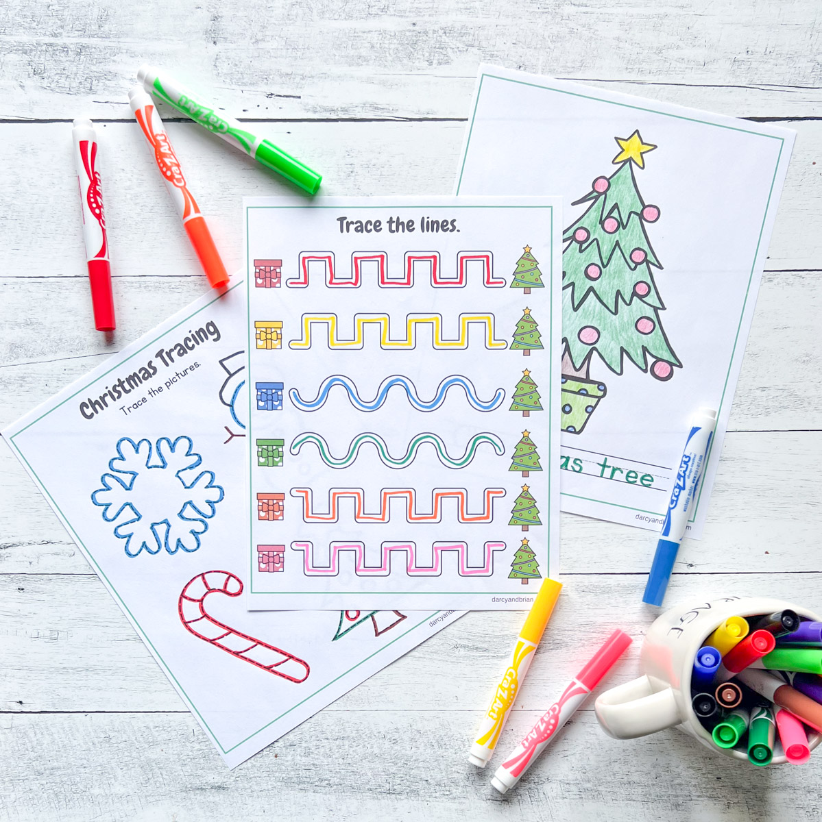 Christmas Tree Tracing Worksheets | Pencil Control Printables