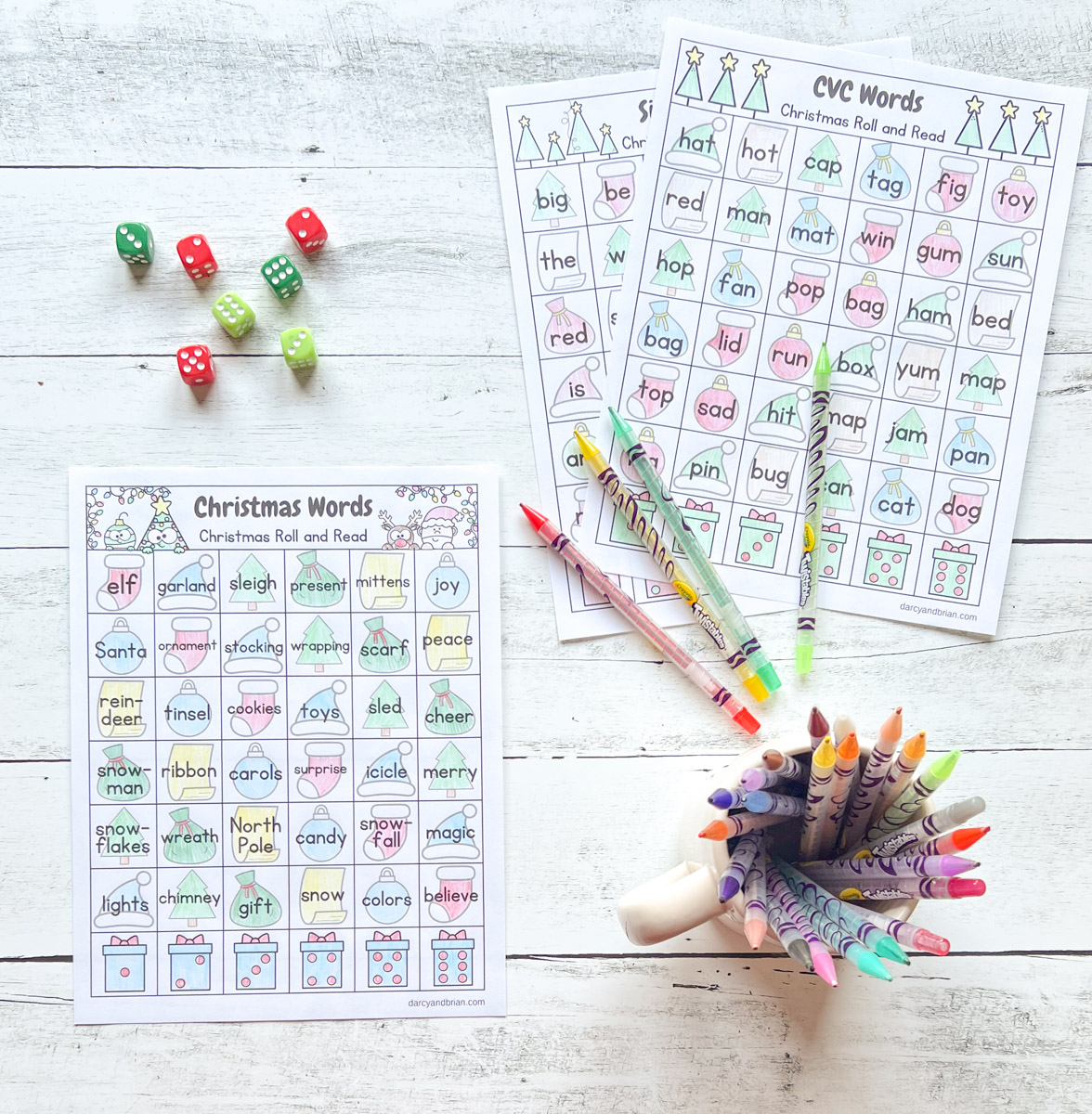 Christmas Roll and Read Activity Worksheets