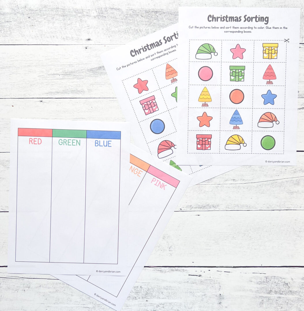 Christmas Sorting Worksheet for Preschoolers