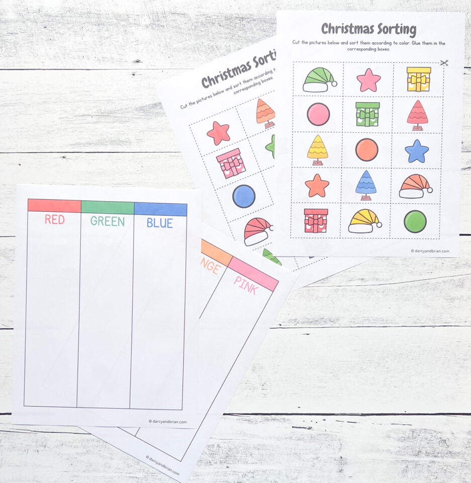 Christmas Sorting Worksheet for Preschoolers