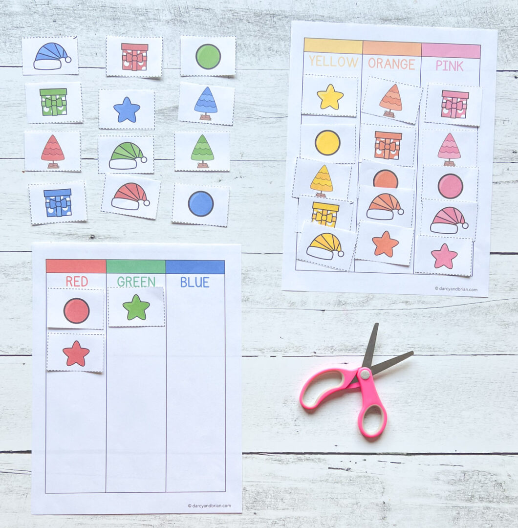 Christmas Sorting Worksheet for Preschoolers