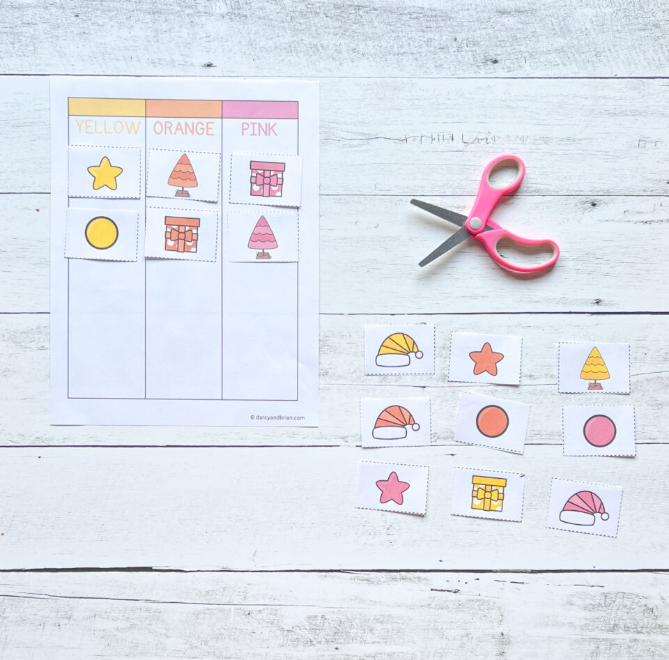 Christmas Sorting Worksheet for Preschoolers